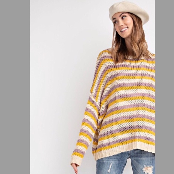 easel | Sweaters | 525 Multicolor Knit Striped Knitted Sweater | Poshmark